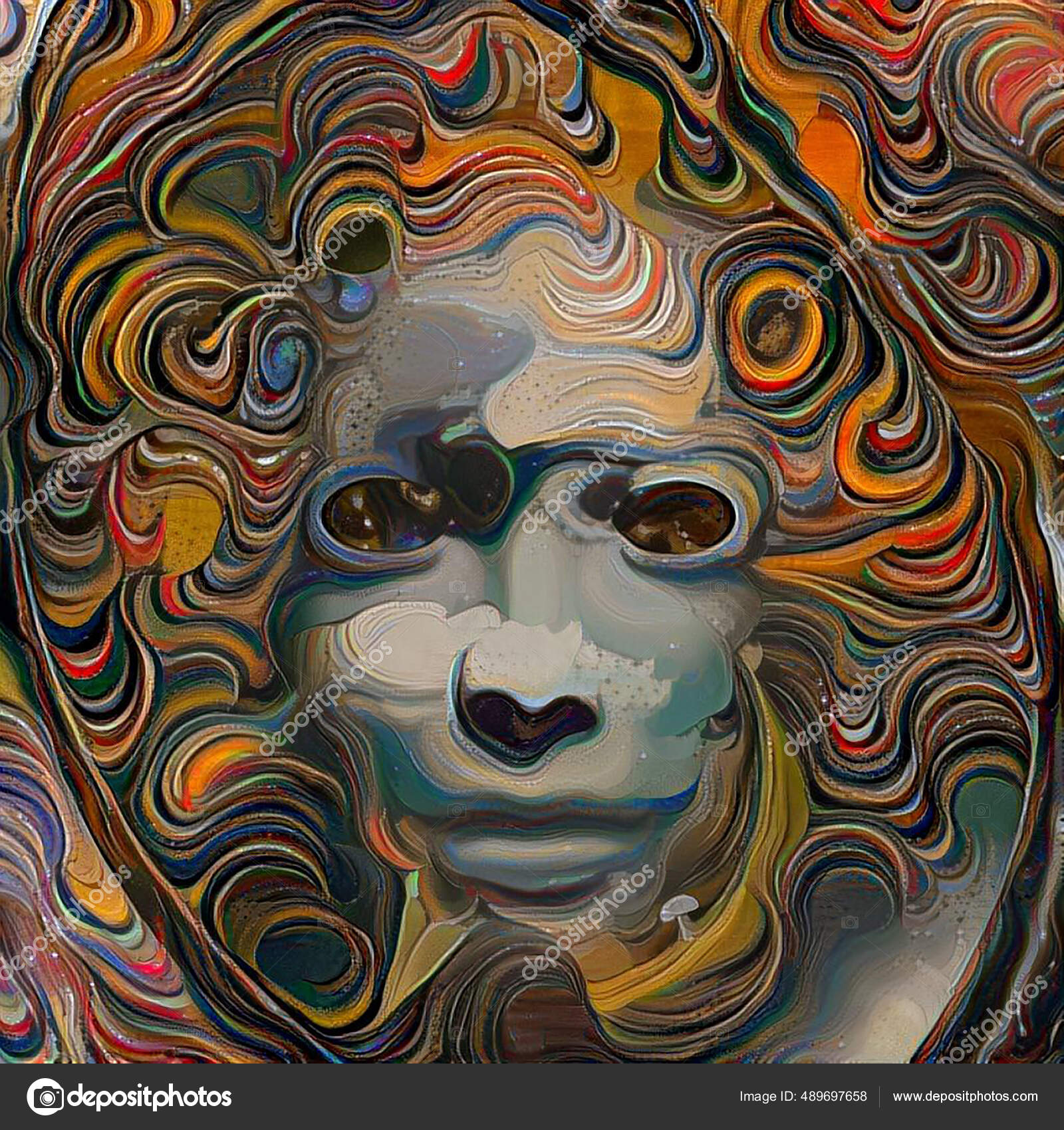 Abstract Human Mask Rendering Stock Illustration by ©rolffimages #489697658