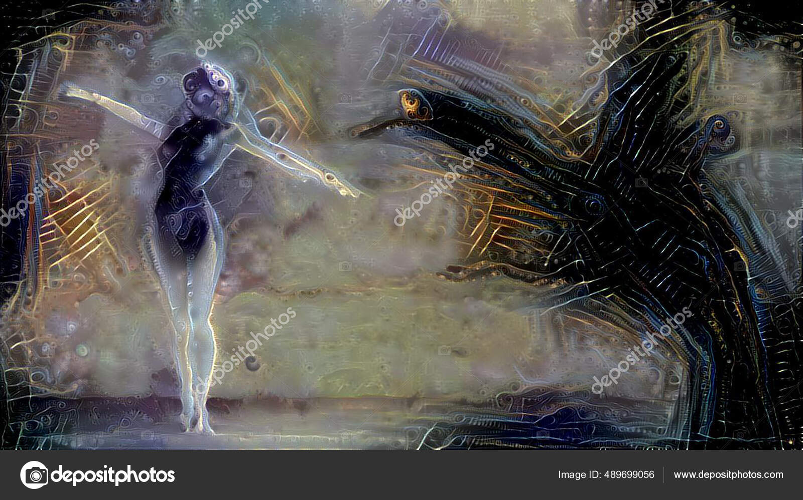 Woman Statue Abstract Painting Rendering Stock Illustration by ...