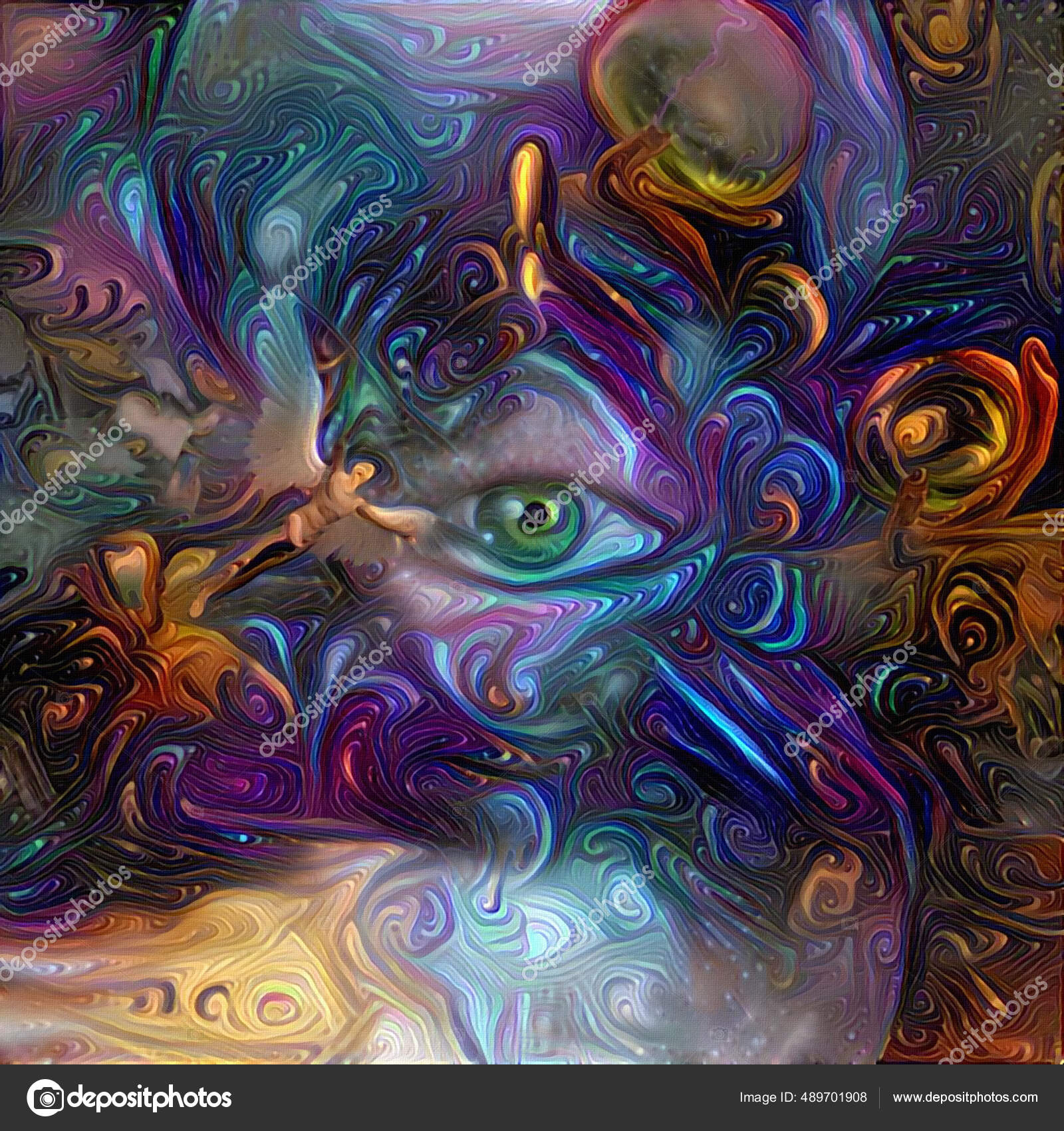 All Seeing Eye Abstract Painting Rendering Stock Illustration by ...