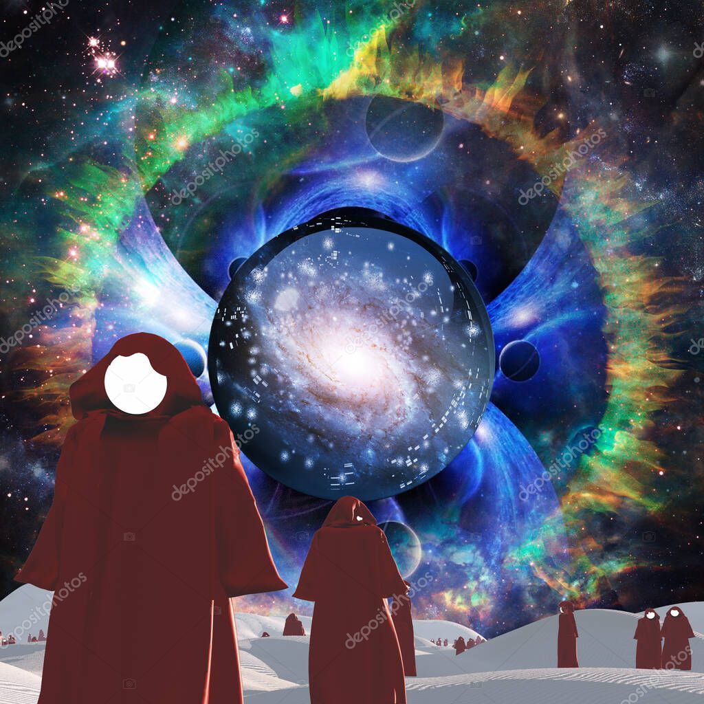 Monjes Sin Rostro En El Mundo Surrealista Renderizado 3d 2023