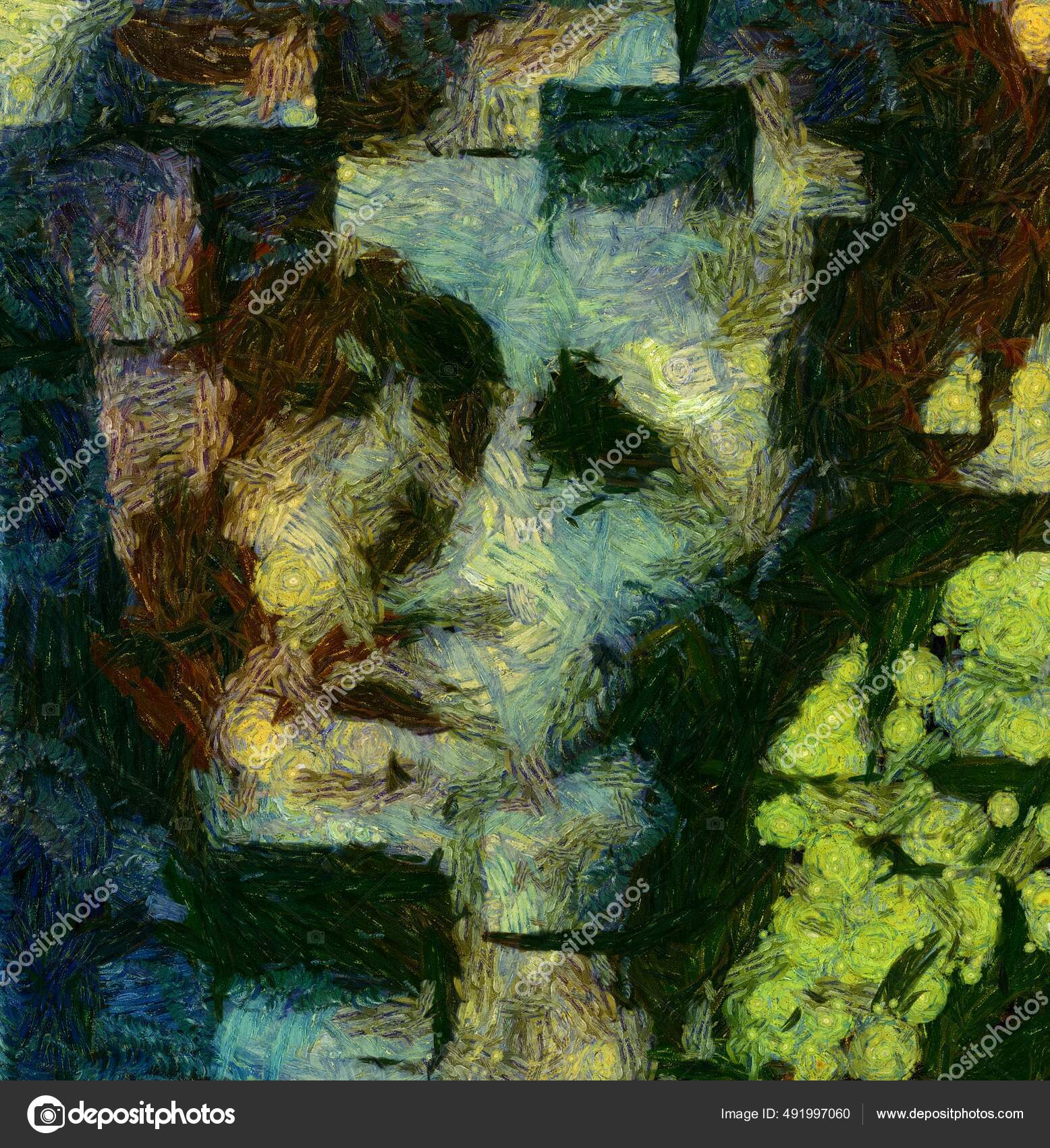 Abstract Painting Ghost Face Square Overlapping Layers Stock ...