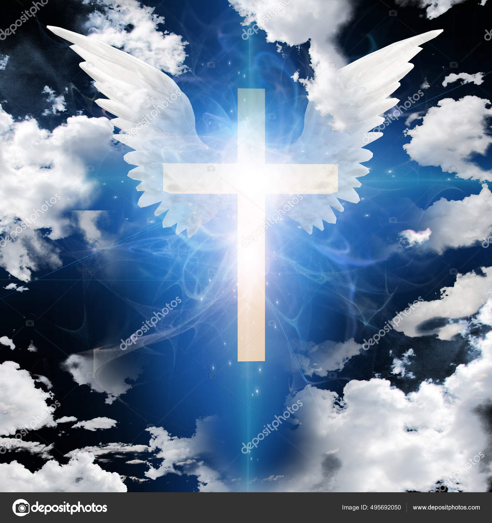 Crosses With Wings Background