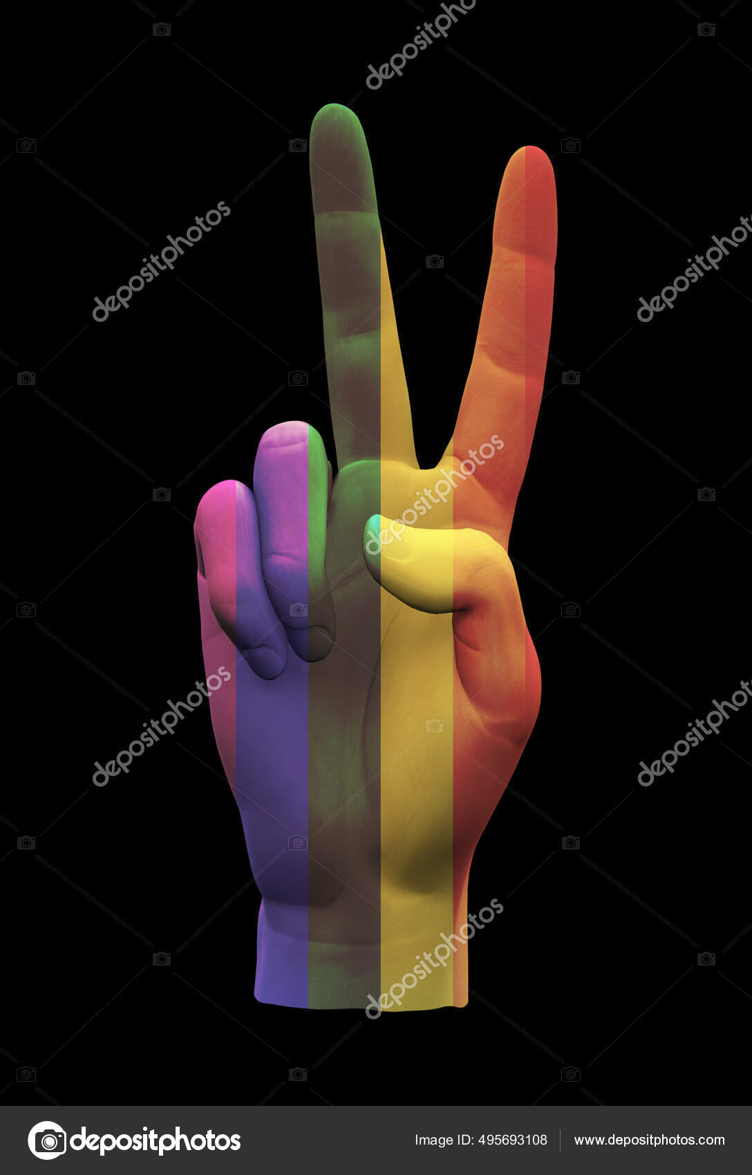 Rainbow Peace Sign Hand Sign Rendering — Stock Photo © rolffimages ...