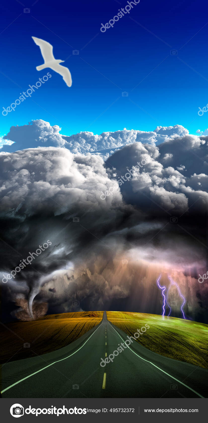 Road Leads Distance Storm Rendering — Stock Photo © rolffimages #495732372