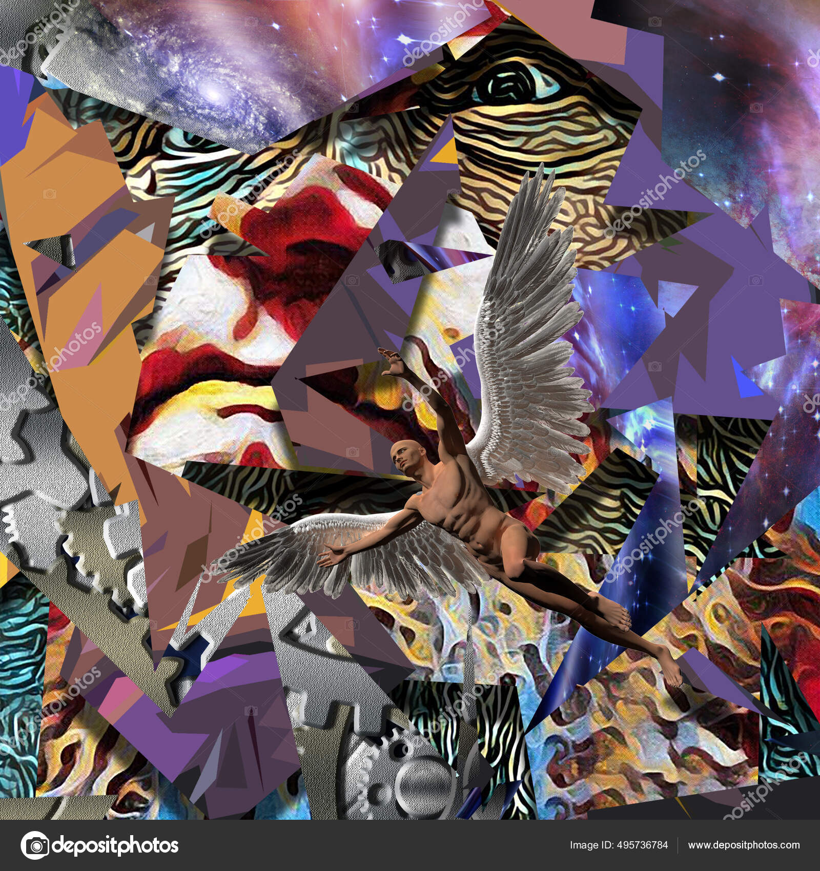 Complex Abstract Painting Old Man's Face Background — Stock Photo ...