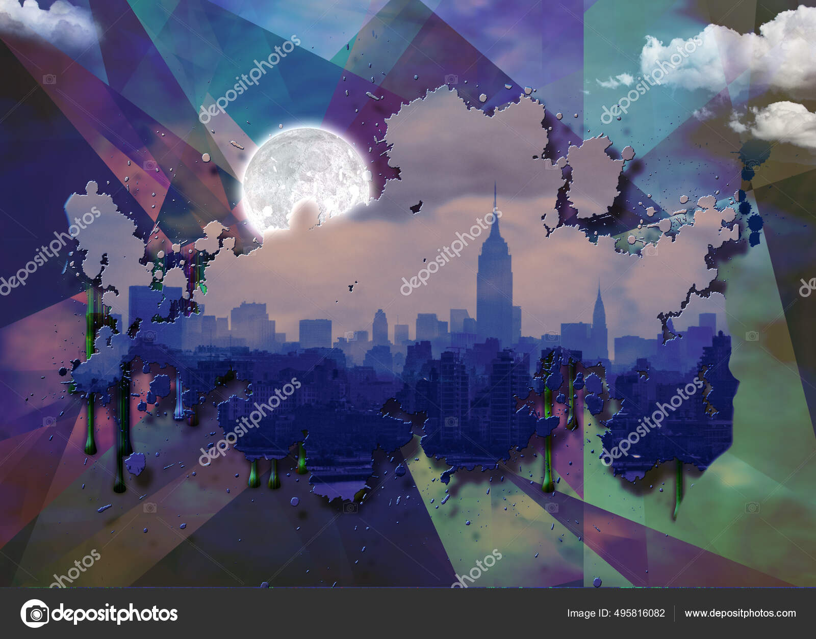 Nyc Manhattan Modern Art Collage Rendering Stock Illustration by ...