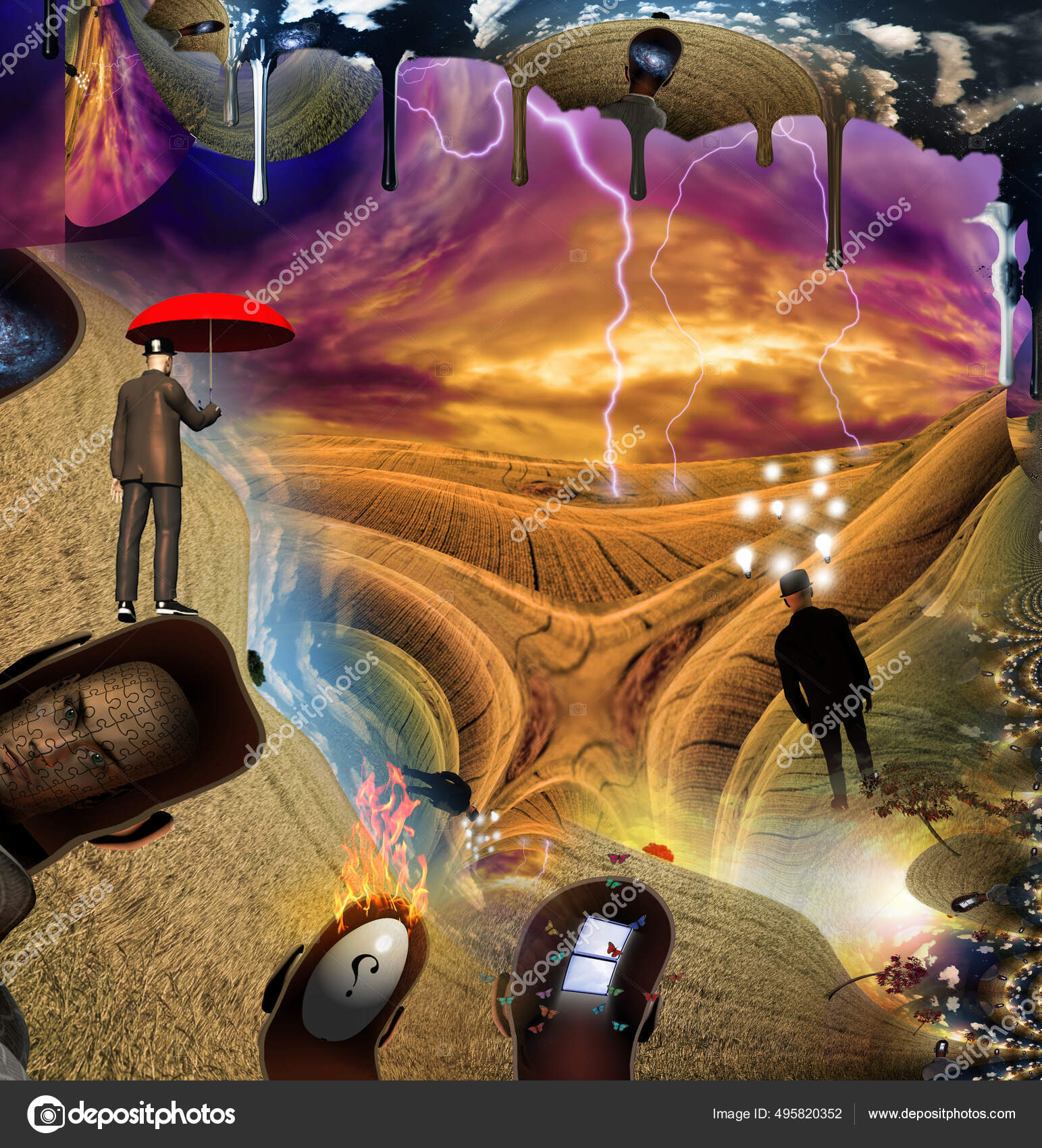 Elementos Humanos Tierra Extraña Retorcida — Foto de stock #495820352 ...