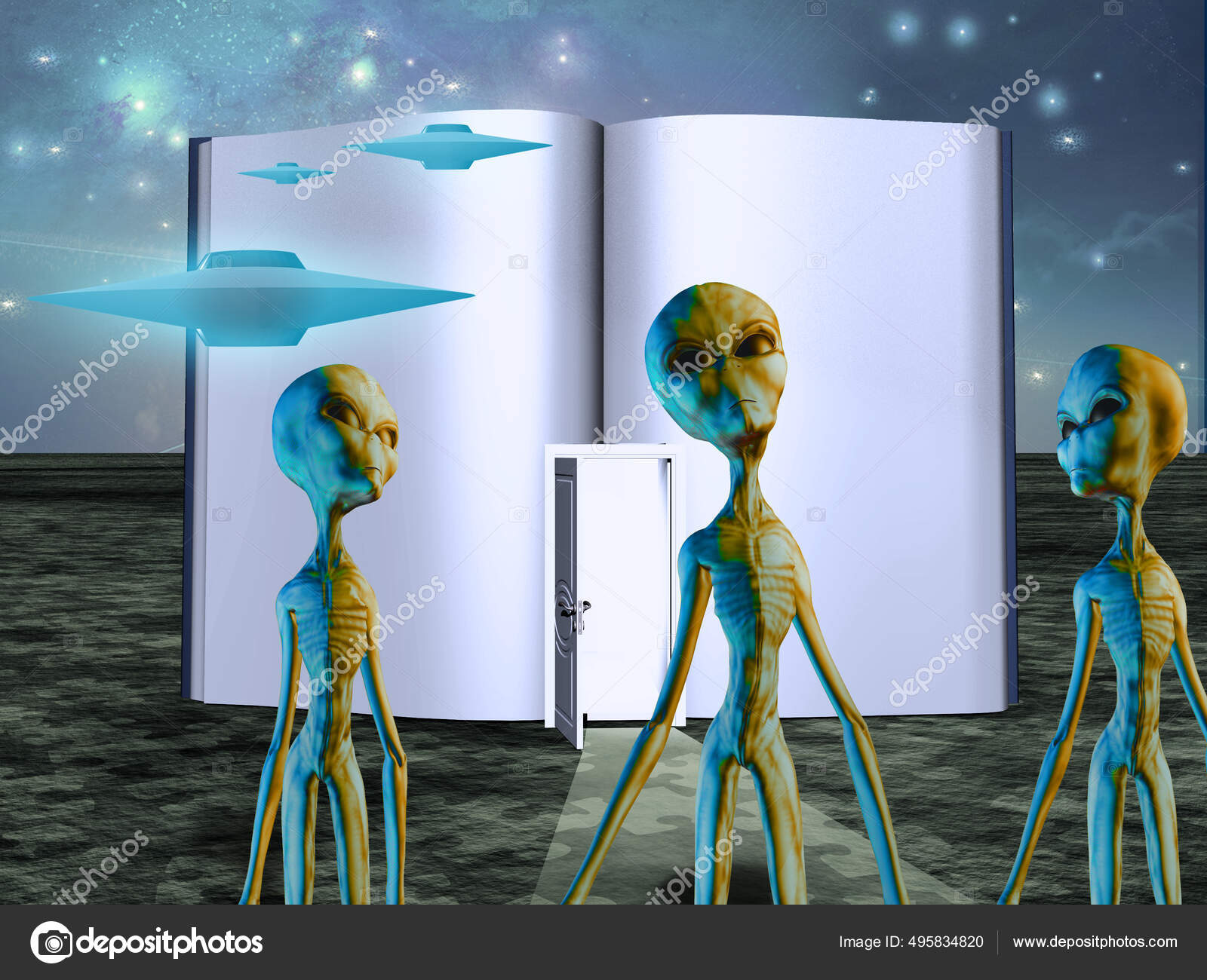 Aliens Story Book Render — Stock Photo © rolffimages #495834820