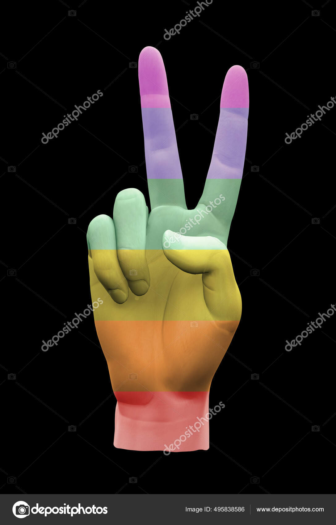 3d Rainbow Peace Signs