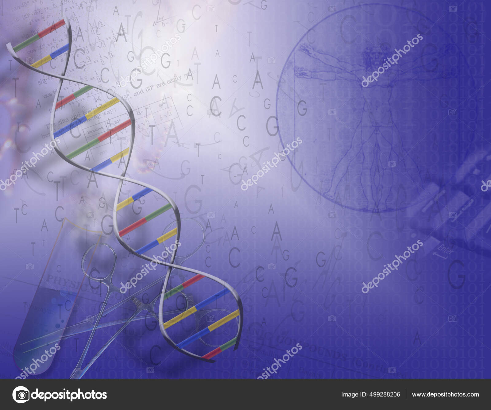 Molécula Adn Fórmulas Sobre Fondo Colores Azul Púrpura — Foto de stock ...