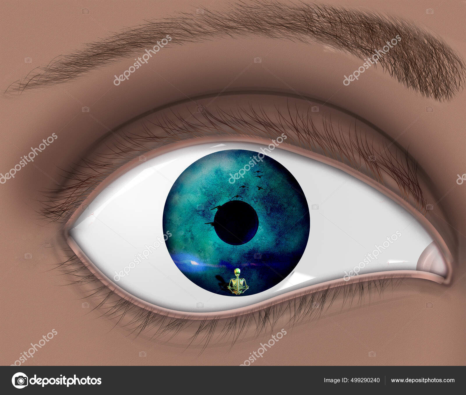 Eye Lens Reflection Green Glitter — Stock Photo © rolffimages #499290240