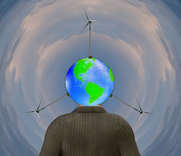 Human Head Earth Cloudy Background — Stock Photo © rolffimages #499361784