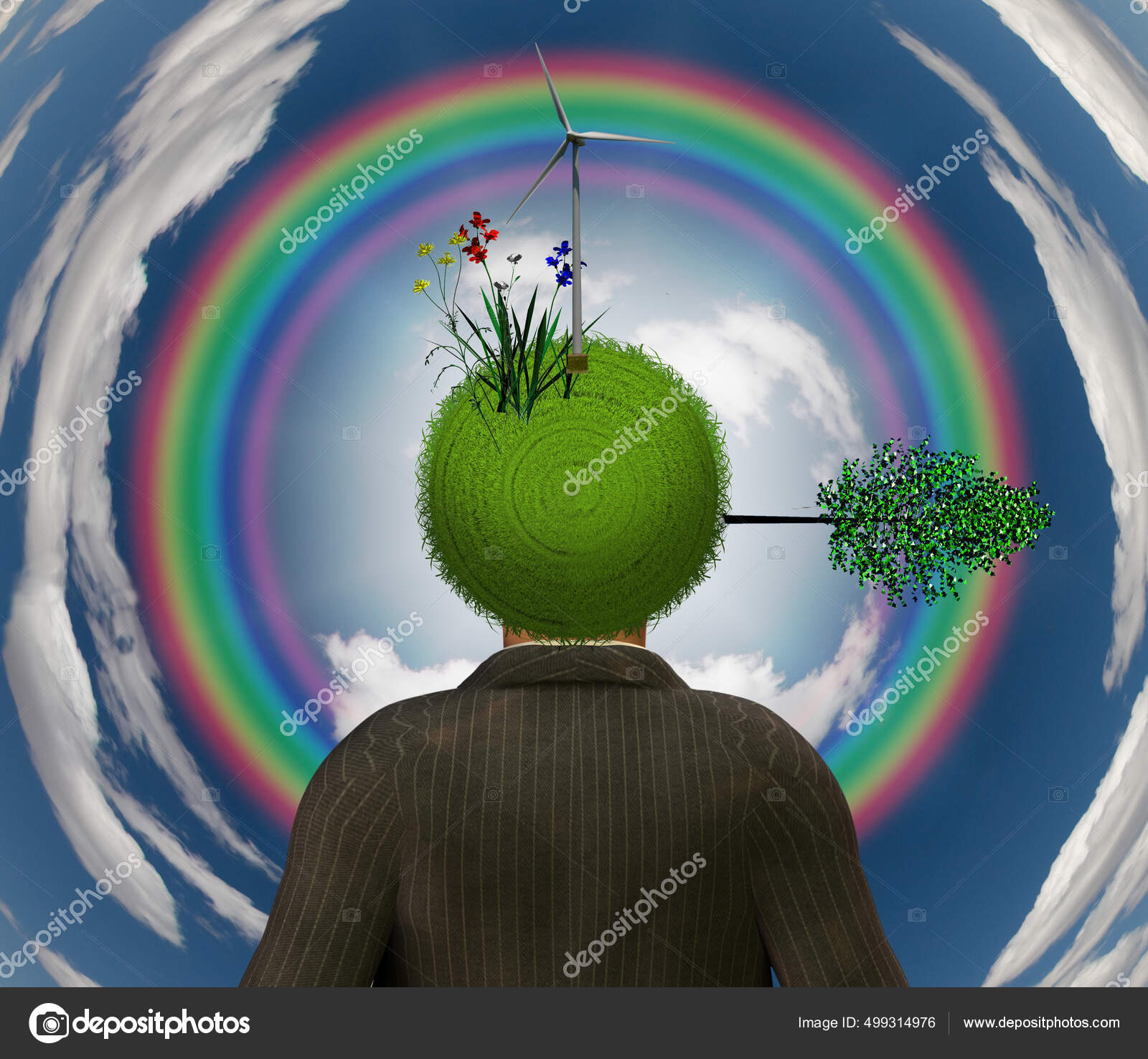 Human Head Earth Cloudy Background — Stock Photo © rolffimages #499314976