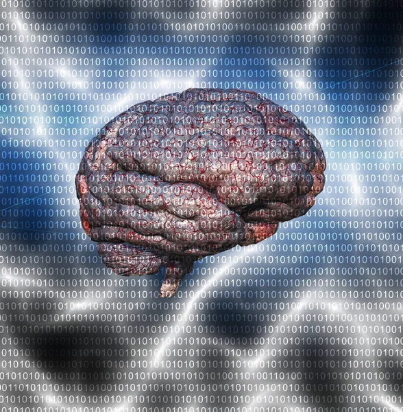 Brain Technology Background Artificial Intelligence Binary Code Illustration — Stock Photo ...