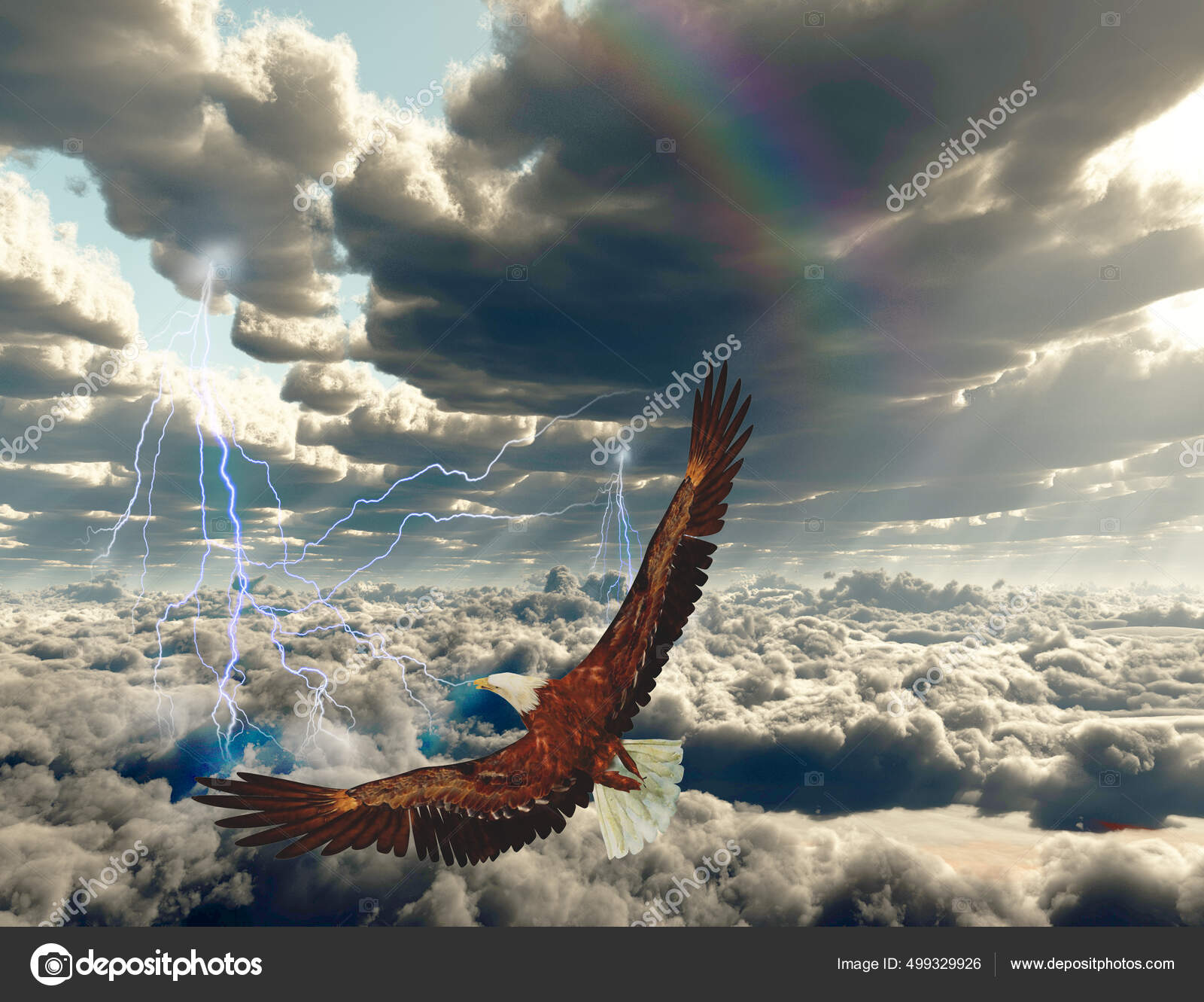 Eagle Flying Over Clouds