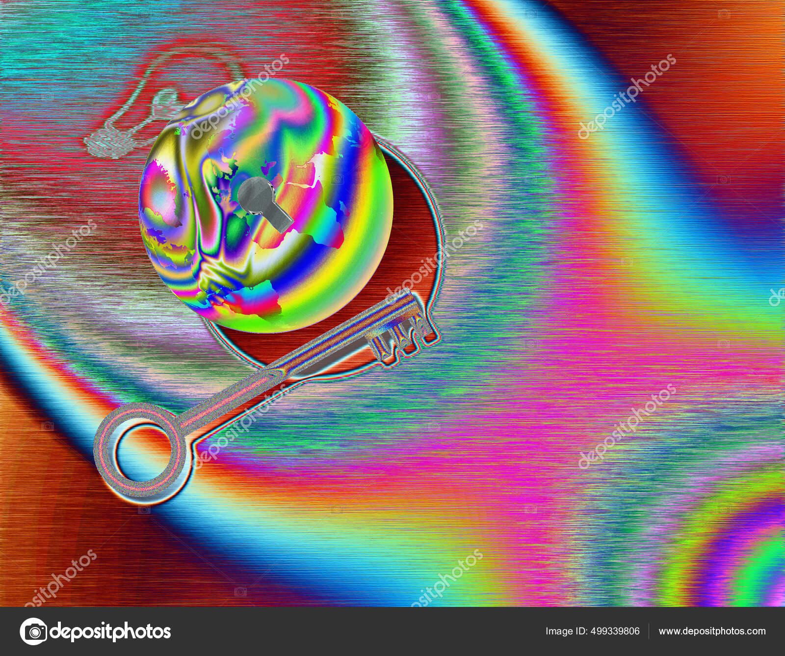 World Ideas Planet Earth Keyhole Key Rendering Stock Photo by ...