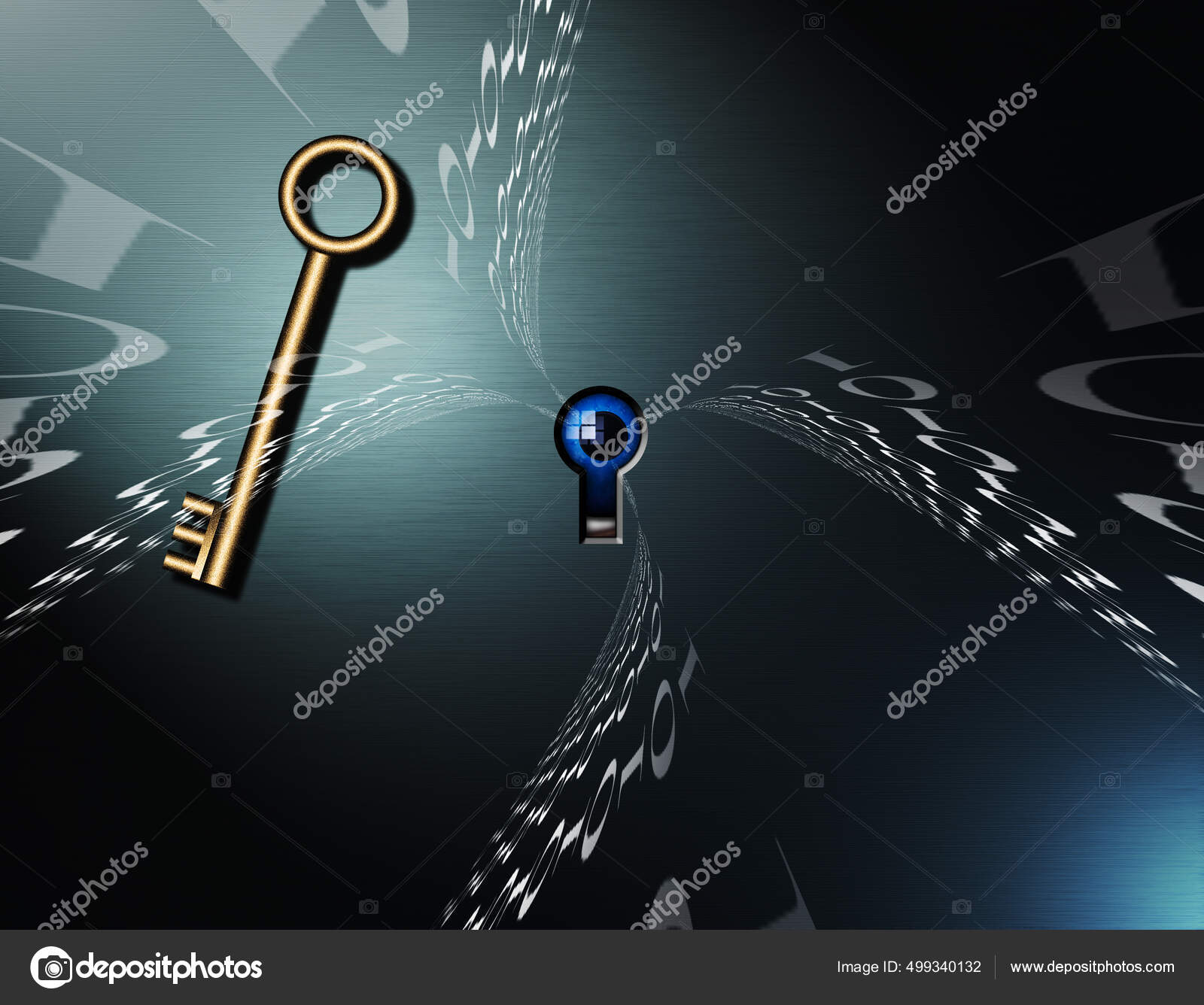 Cyber Security Keyhole Key Binary Code Rendering — Stock Photo © rolffimages #499340132