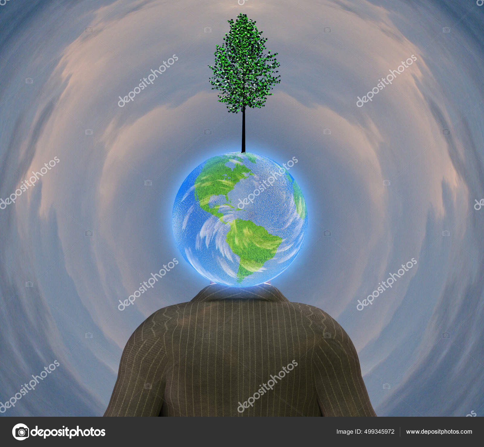 Human Head Earth Cloudy Background — Stock Photo © rolffimages #499345972