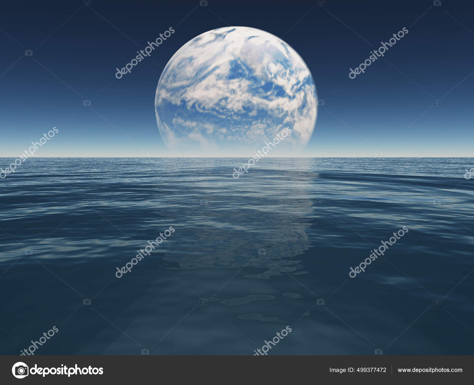 Ocean Sea Alien World Earth Water Terraformed Moon Stock Photo by ...
