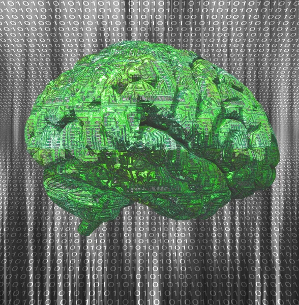Brain Technology Background Artificial Intelligence Binary Code Illustration — Stock Photo ...