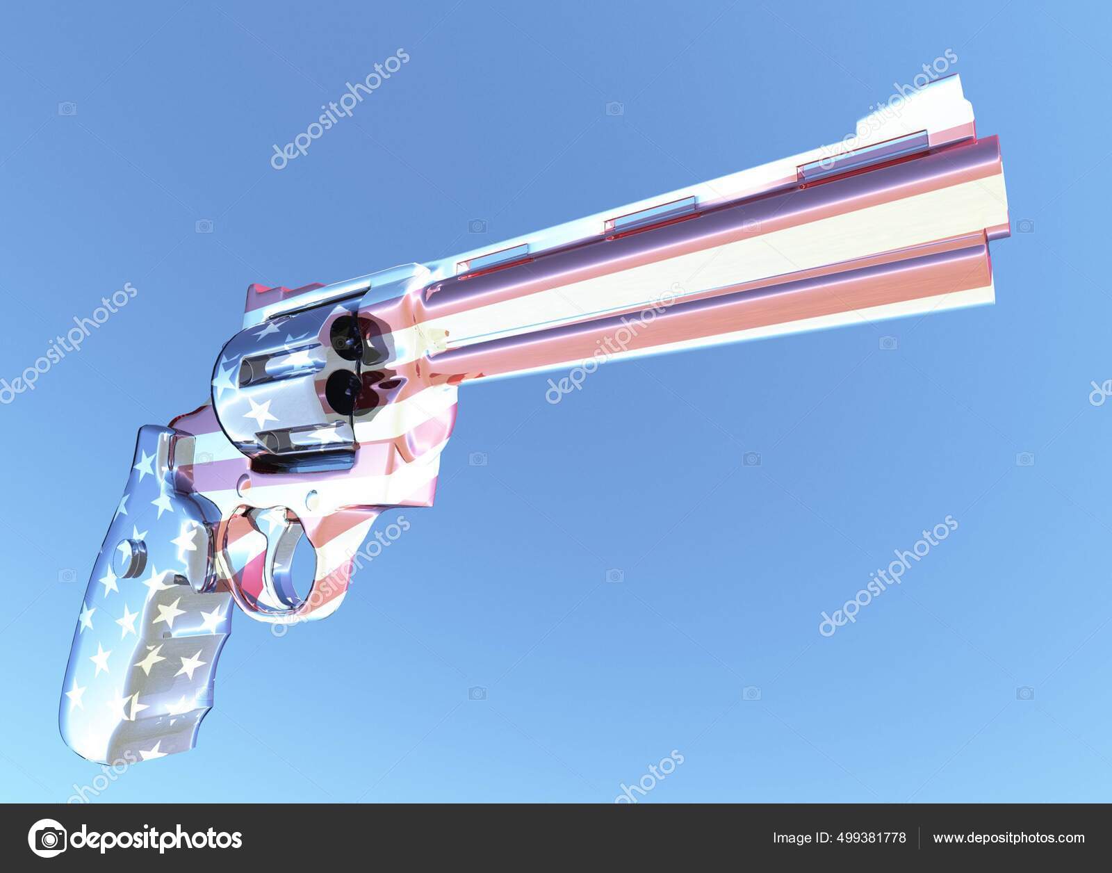 Rendering Gun Flying Blue Background — Stock Photo © rolffimages #499381778