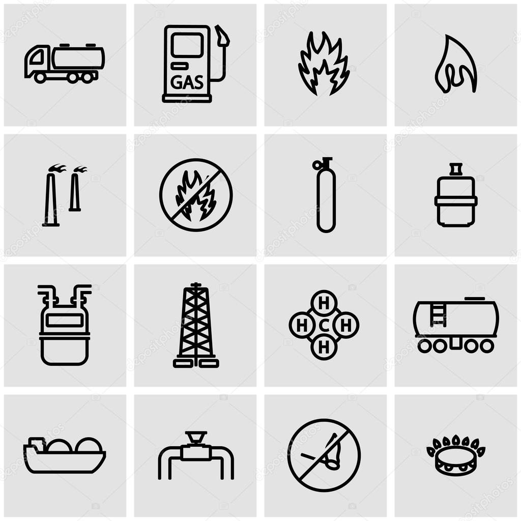 Vector line natural gas icon set — Stock Vector © skarin1 #100951114