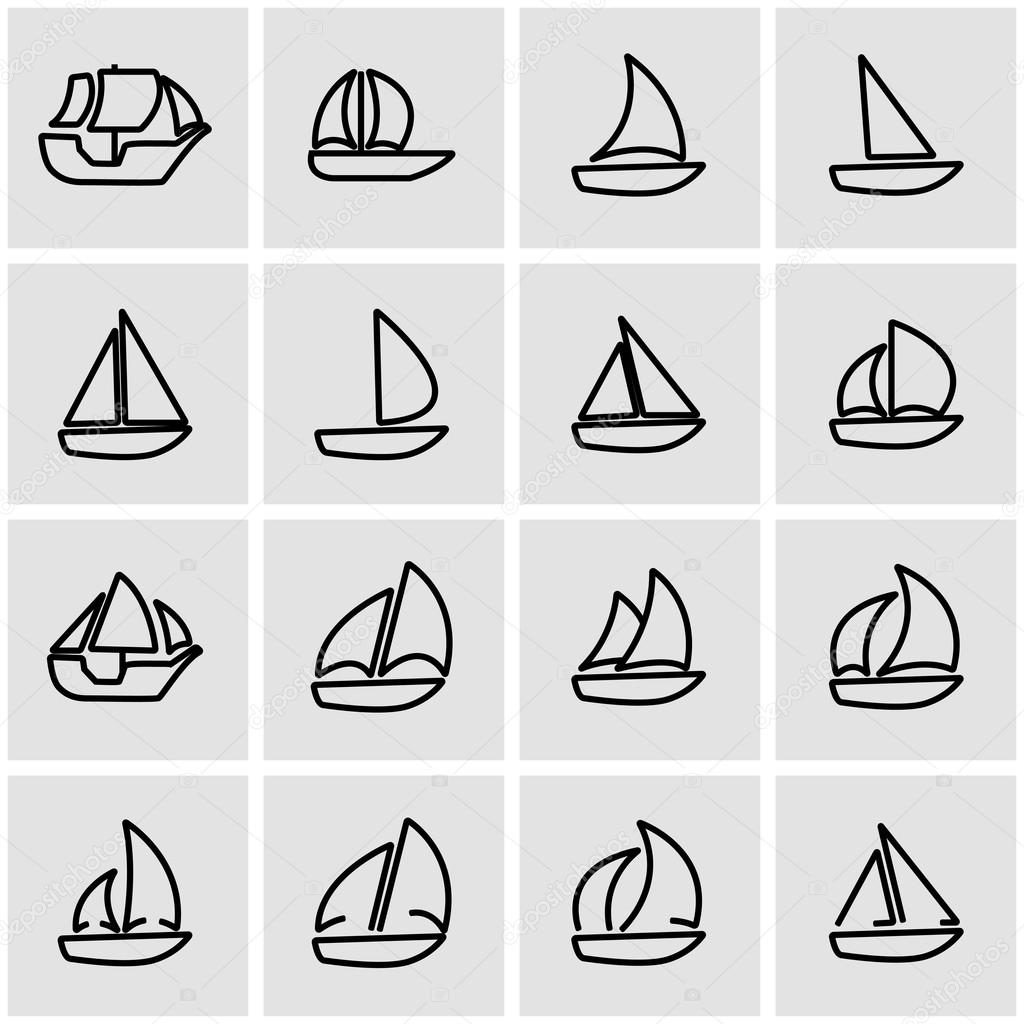 Vector line sailboat icon set Stock Vector Image by ©skarin1 #101774150