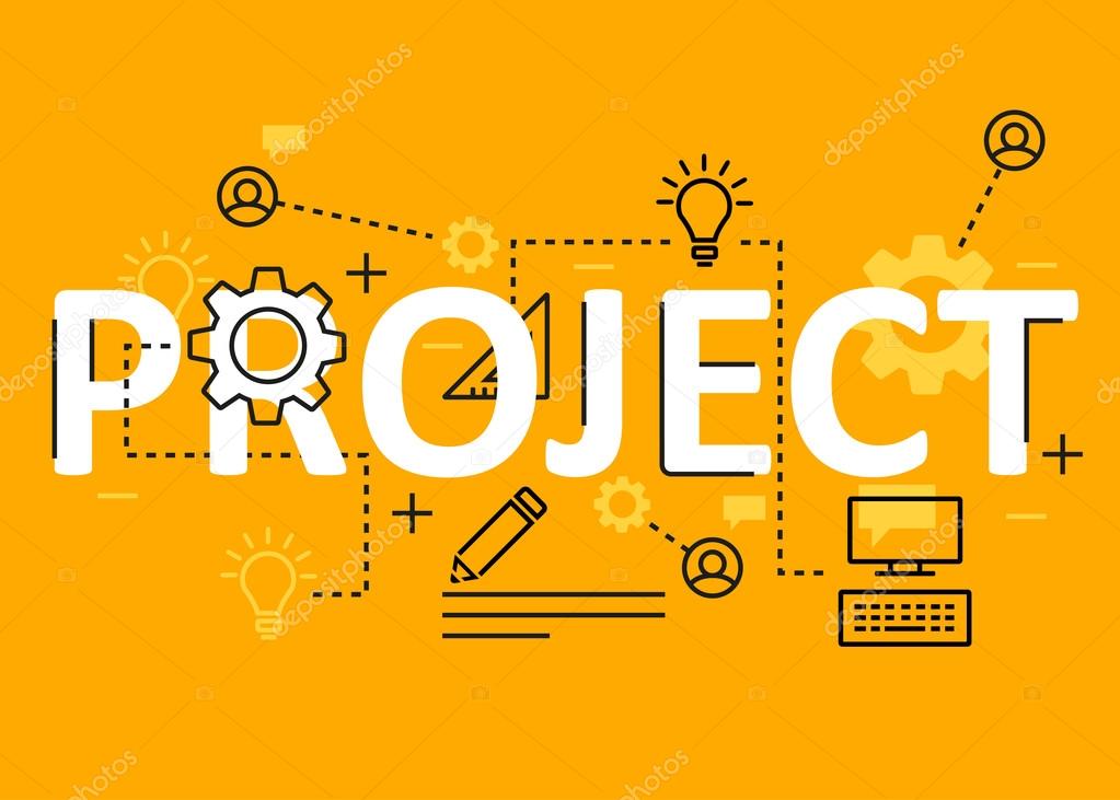 Concepto de proyecto diseño de línea plana con iconos y elementos ...