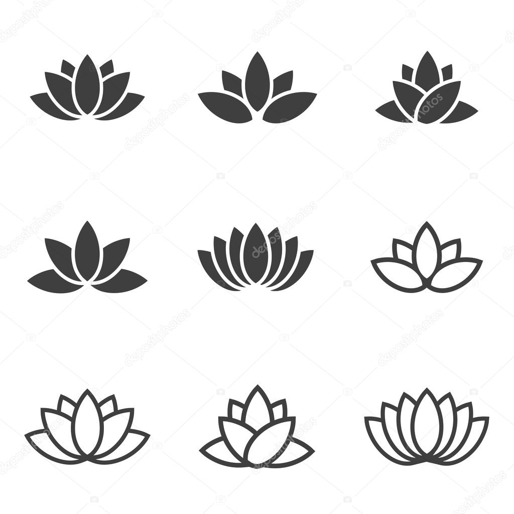 Vector black lotus icons set on white background. Stock Vector Image by ...