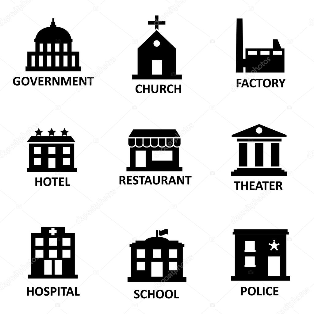 Vector black government building icons set — Stock Vector © skarin1 ...