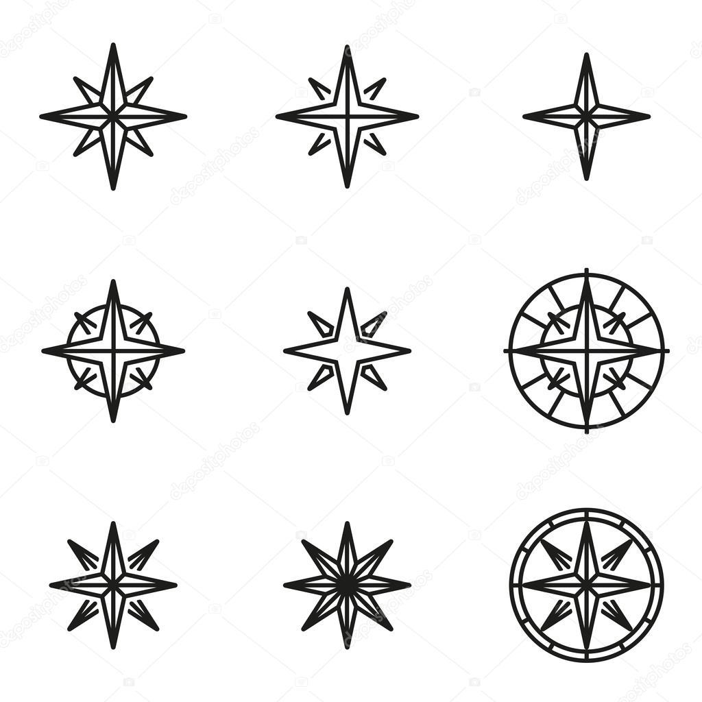 Vector line wind rose icon set Stock Vector Image by ©skarin1 #120674110