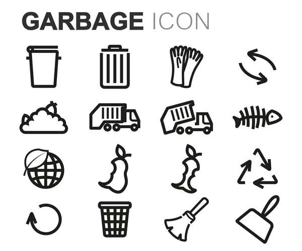 Vector black garbage icons set on white background Stock Vector Image ...