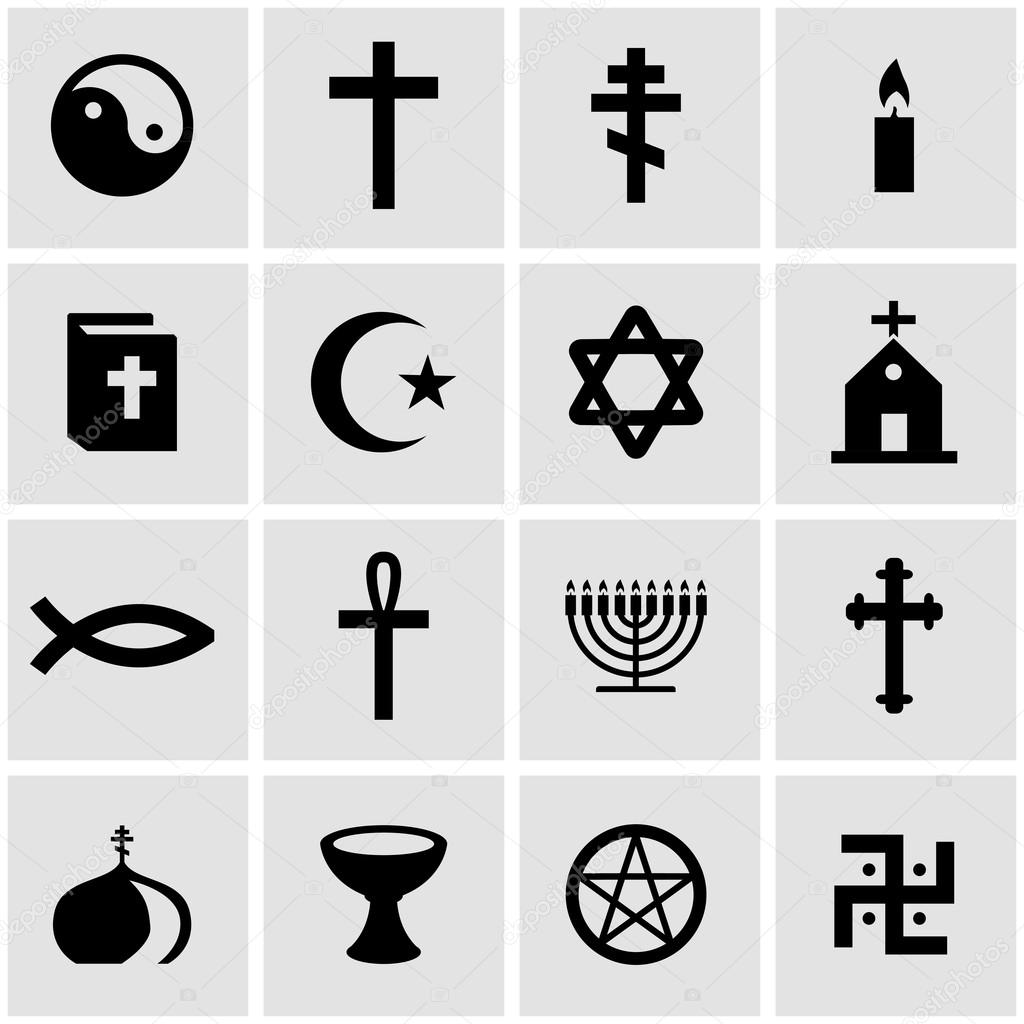 Vector black religion icon set Stock Vector by ©skarin1 75323477