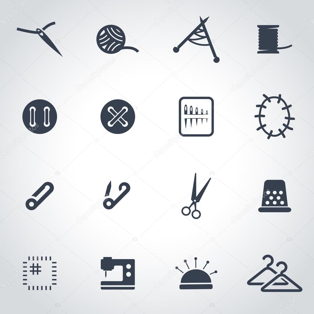 Vector black sewing icon set Stock Vector Image by ©skarin1 #76917641
