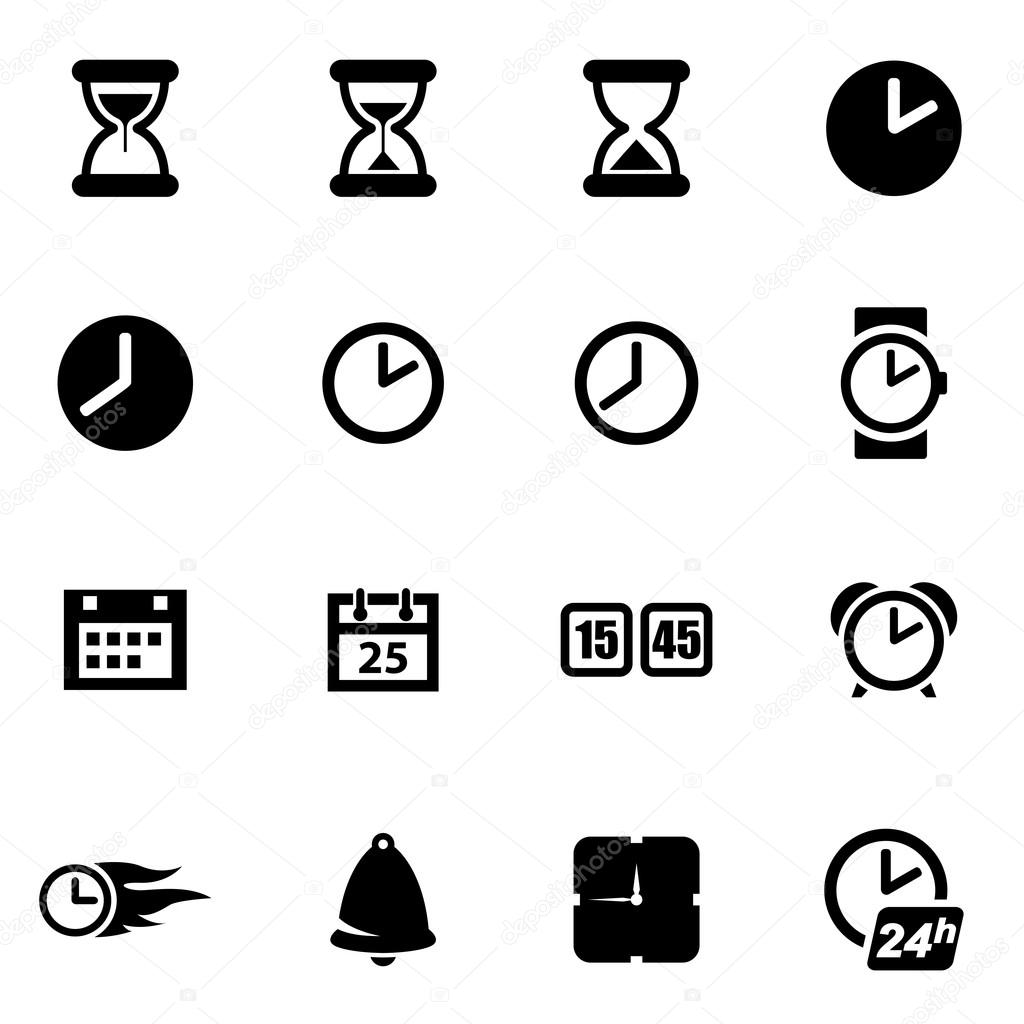 Vector black time icon set — Stock Vector © skarin1 #78374678
