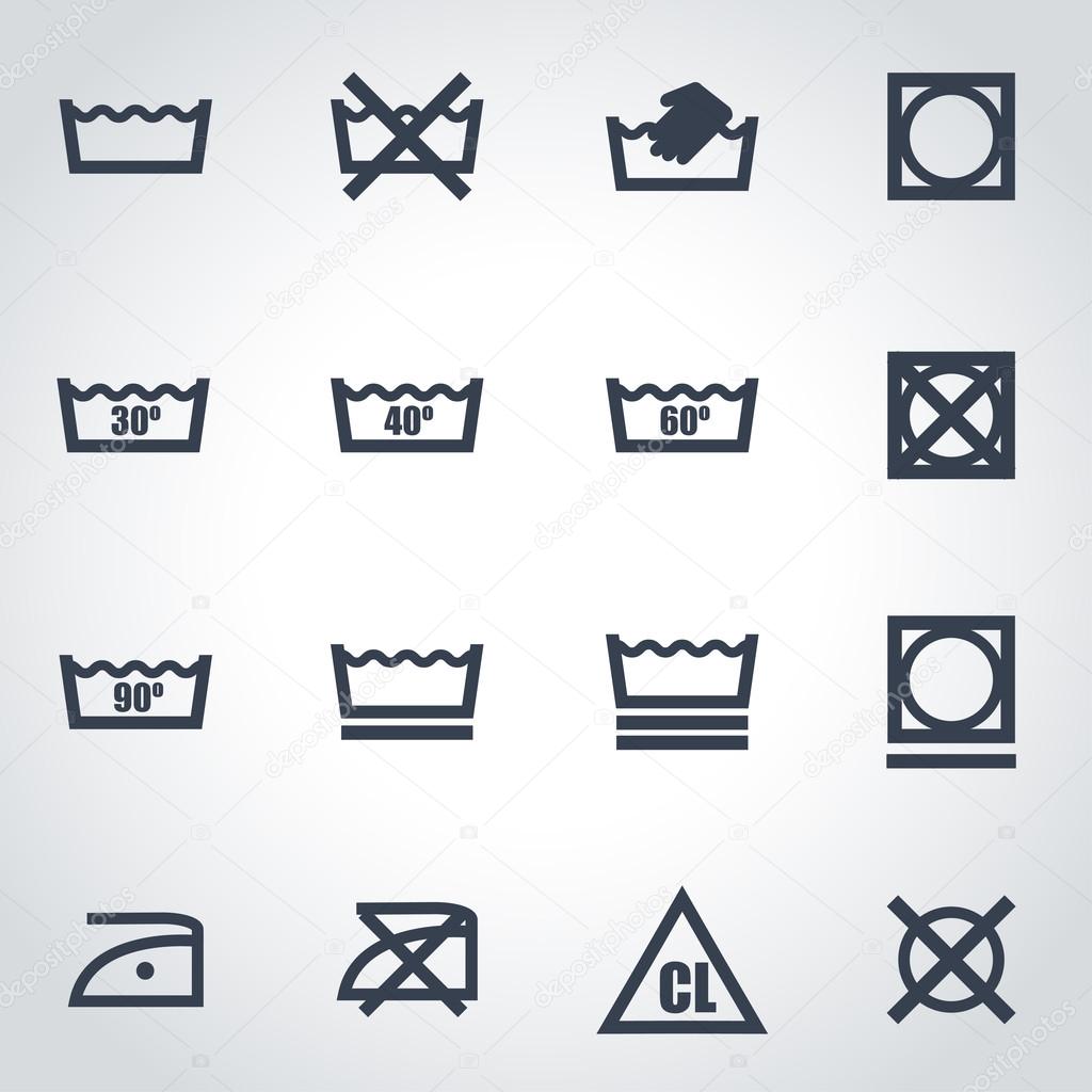 Vector black washing signs set — Stock Vector © skarin1 #78437844