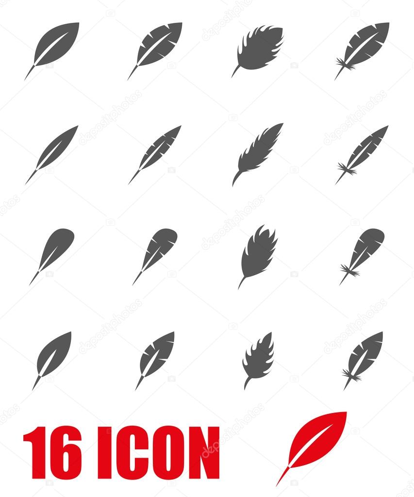 Vector grey feather icon set Stock Vector by ©skarin1 83502928