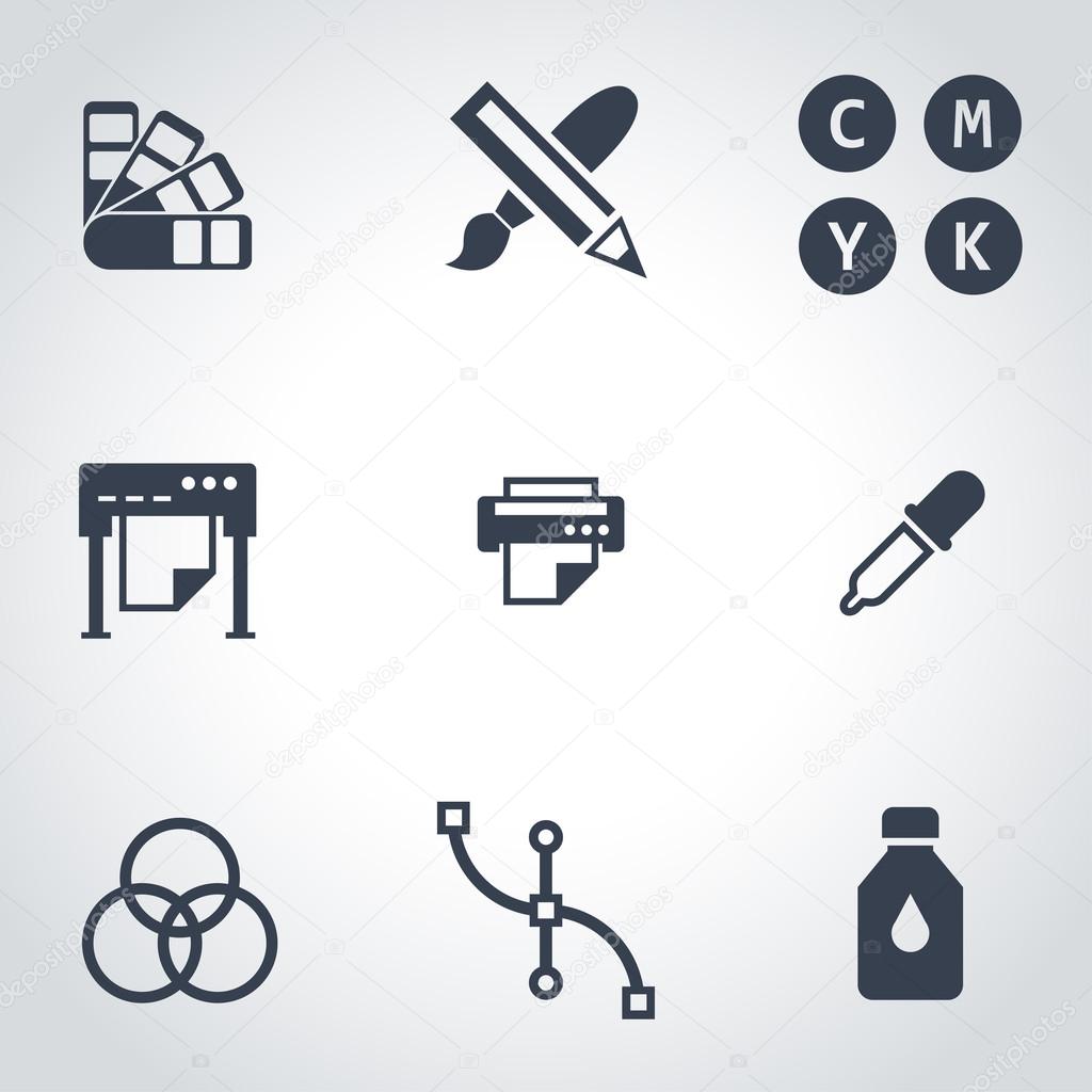 Vector black polygraphy icon set Stock Vector by ©skarin1 94546954