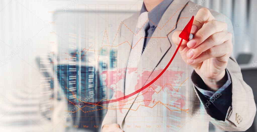 Businessman hand working with new modern computer and business s Stock ...