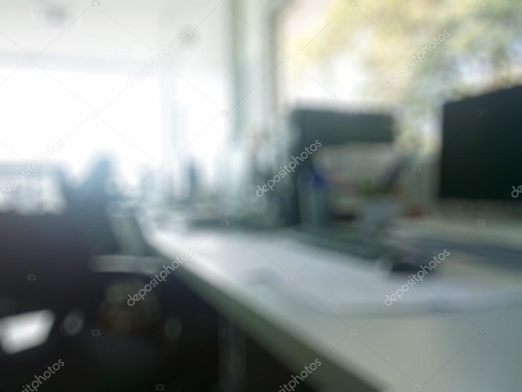 Abstract office with computer blur background — Stock Photo ...