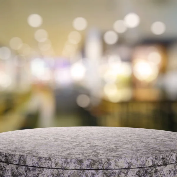 Empty wooden round table and blurred background for product pres Stock ...