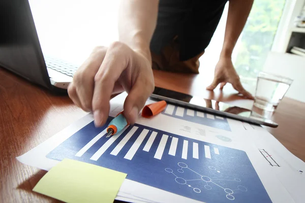 Young creative designer man working at office and social network ...