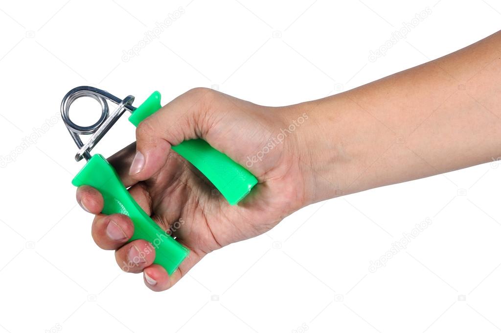 Man using hand gripper for exercise Stock Photo by ©ekarina 91252394