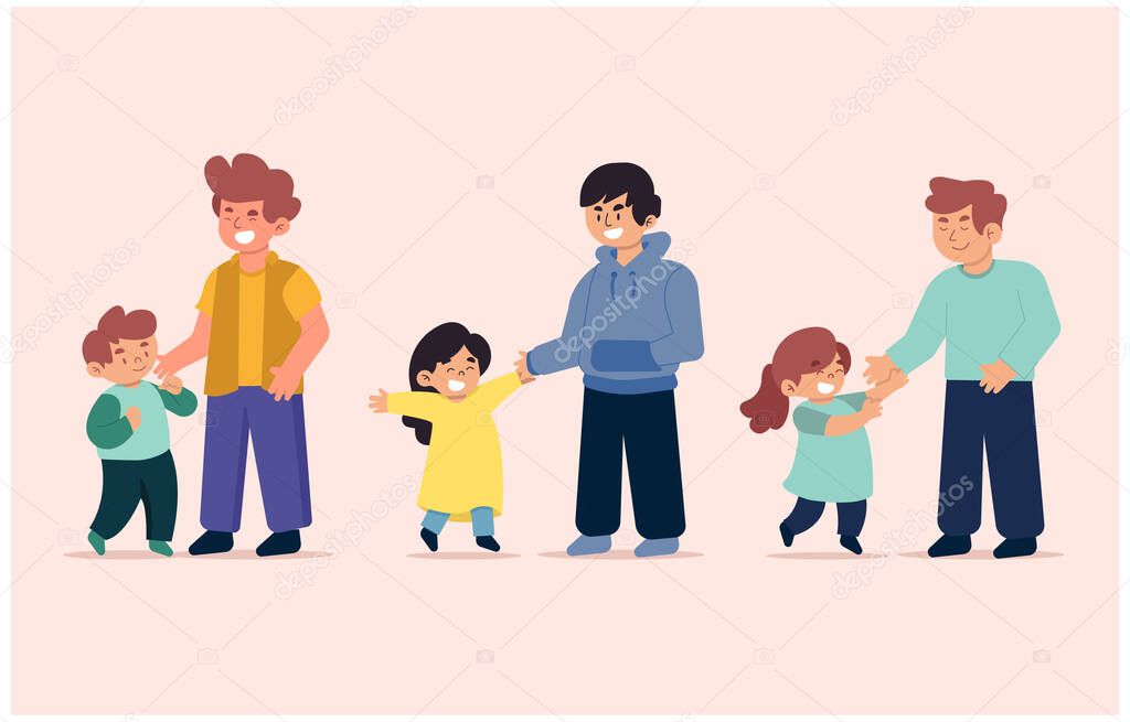 Juego de caracteres Padre e hijos. El Día del Padre es un día festivo ...