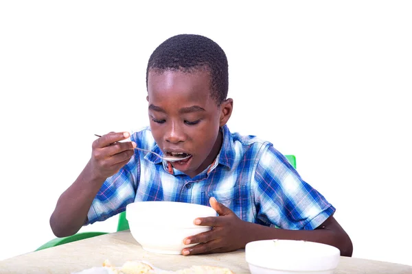 Happy African Kid Eating
