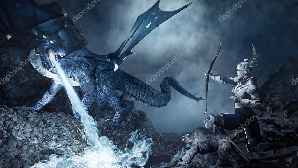 Dragon vs archer — Stock Photo © mppriv #86314936