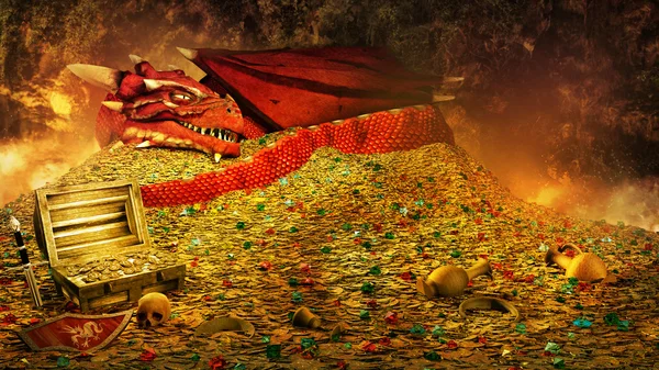 Dragon with treasure Stock Photos, Royalty Free Dragon with treasure ...