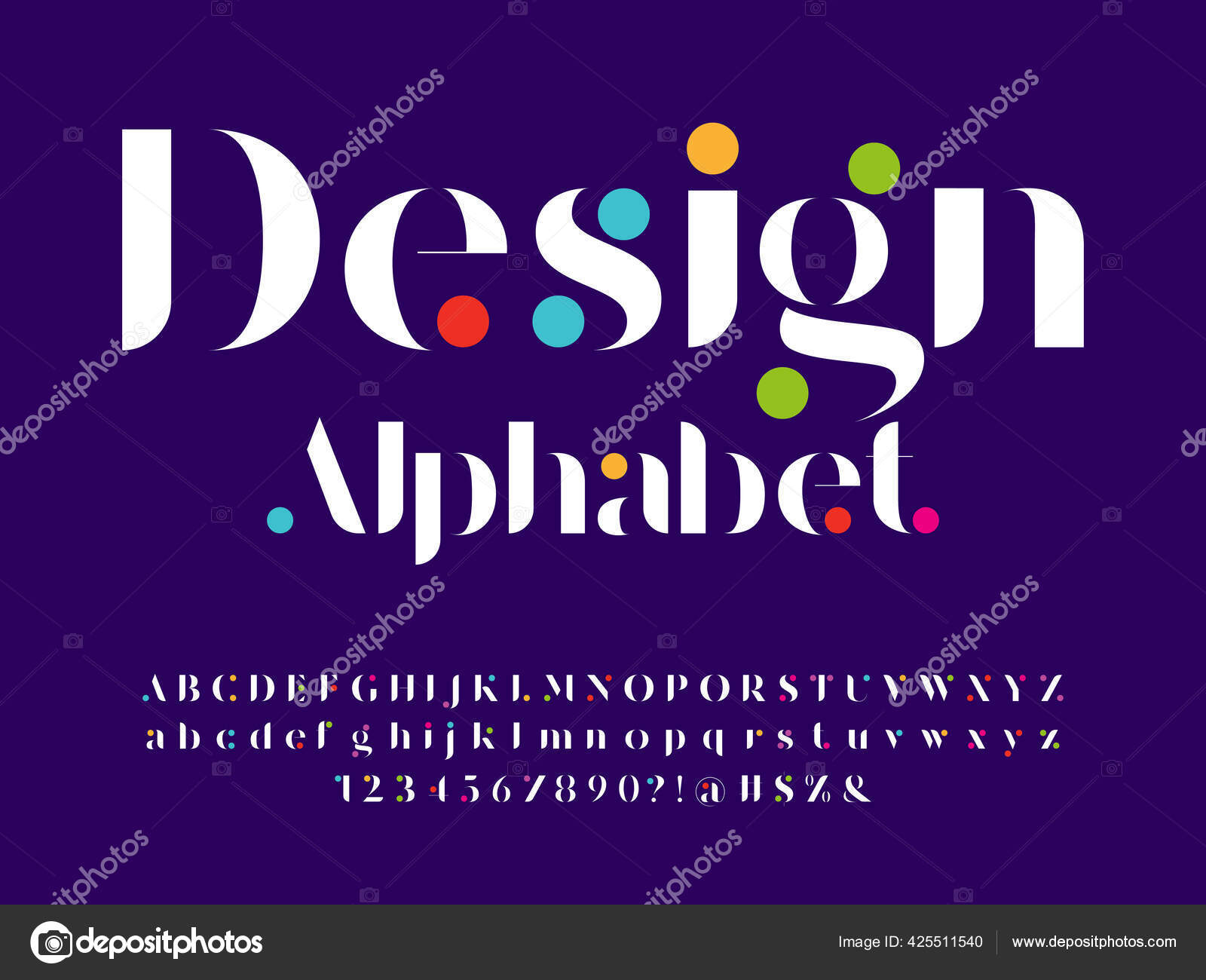 Modern Serif Alphabet Design Uppercase Lowercase Numbers Symbol Stock ...