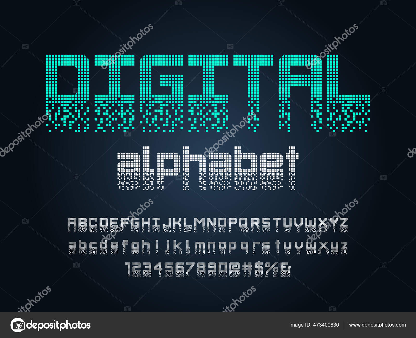 Bit Pixel Style Alphabet Design Uppercase Lowercase Numbers Symbol ...