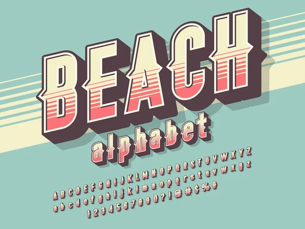 Desain Alfabet Tampilan Retro Dengan Huruf Besar Kecil Angka Dan Vektor ...